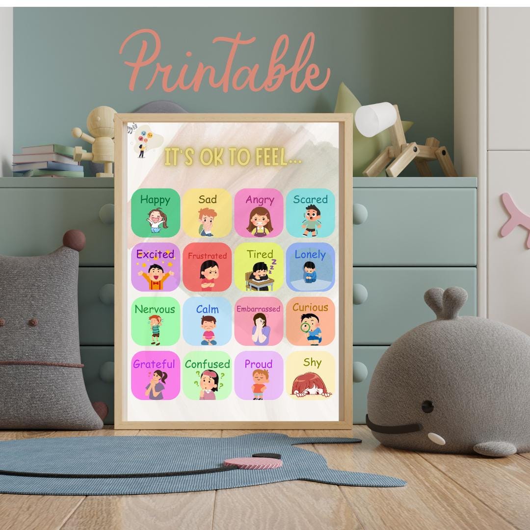 It's OK to Feel Printable Poster 16 Common Emotions Chart for Kids ...