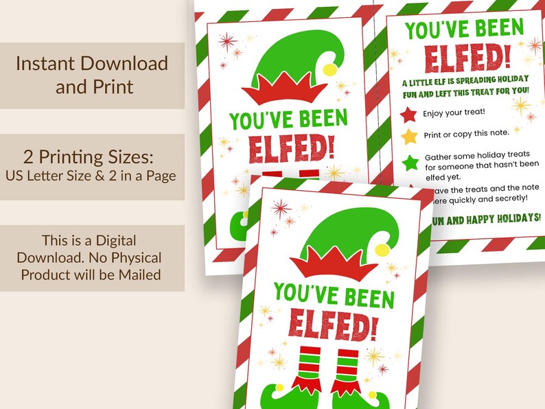 You've Been Elfed Printable, Christmas Party, Office Game, Coworker ...