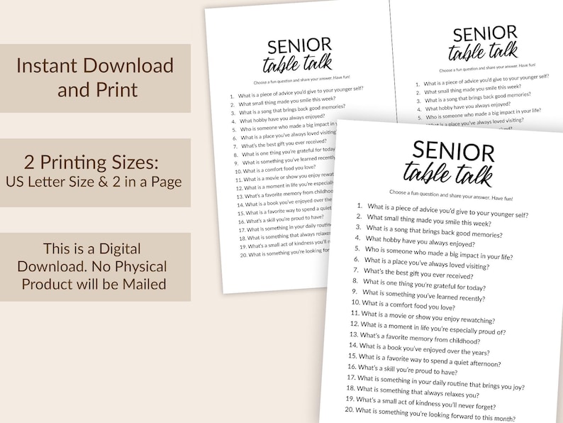 Senior Table Talk, Games for Seniors, Elderly Care, Senior Citizens ...