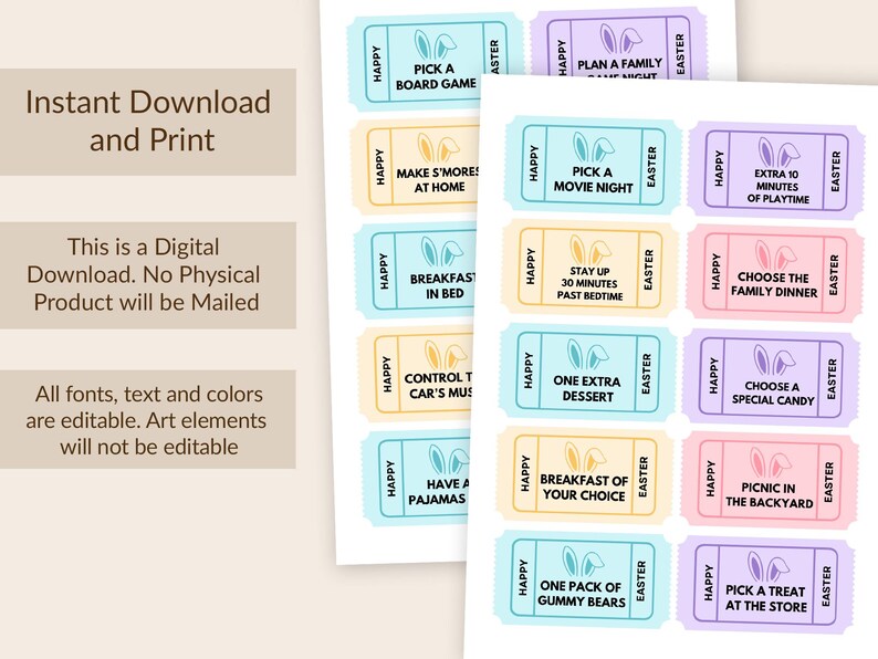Editable Easter Egg Filler Coupon Template, Printable Easter Day Coupon ...