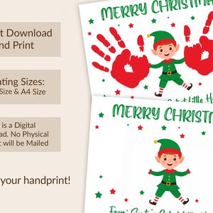 Elf Handprint Printable, Merry Christmas, Christmas Craft Keepsake for ...