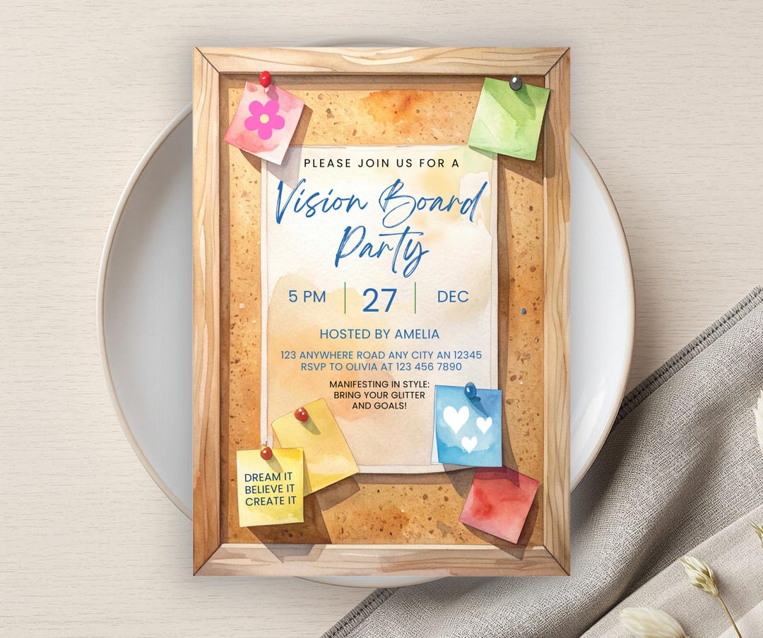 Vision Board Party Invitation, Printable Party, Editable Vision Board ...