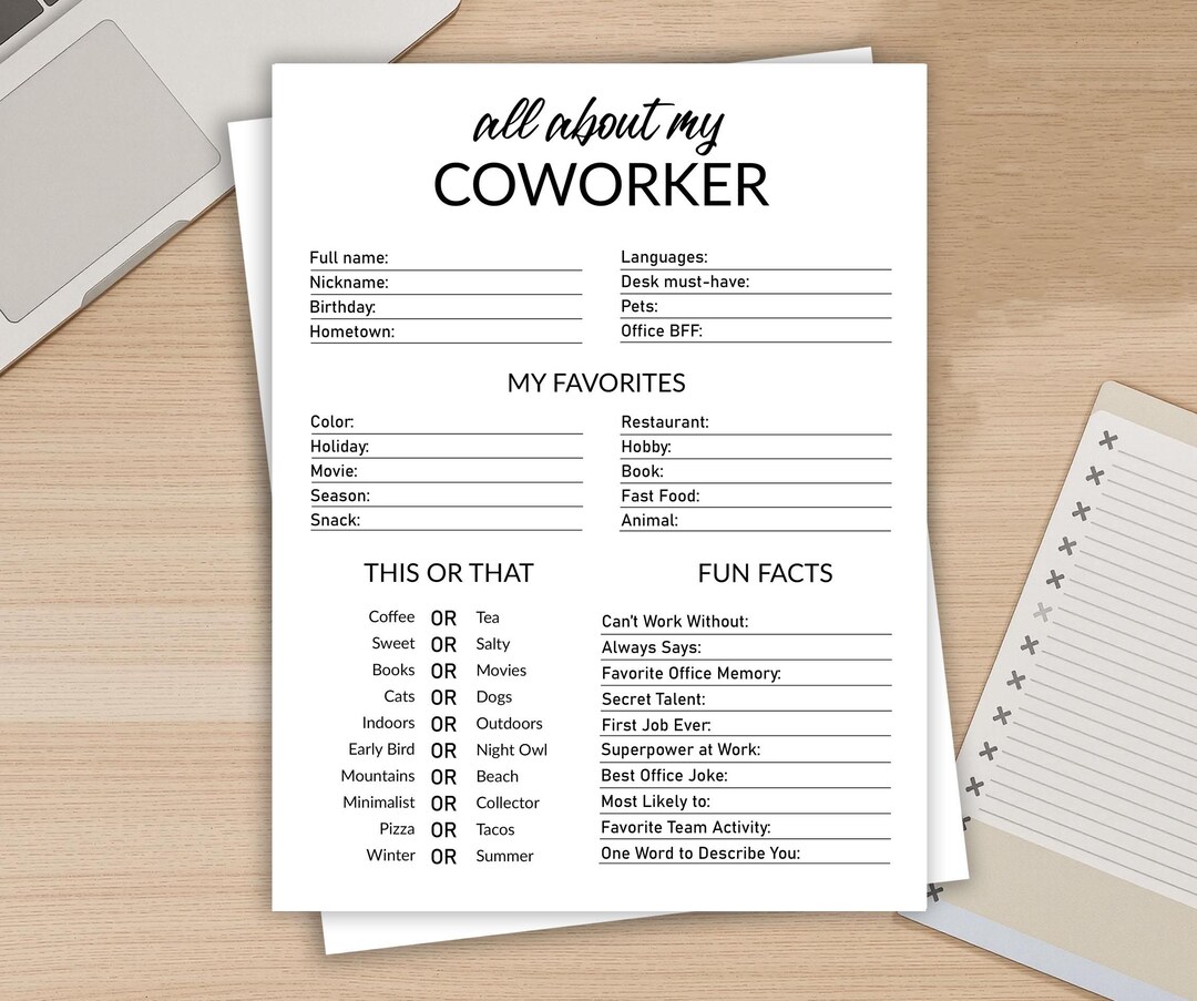 All About My Coworker Printable, Office Icebreaker, Team Building ...