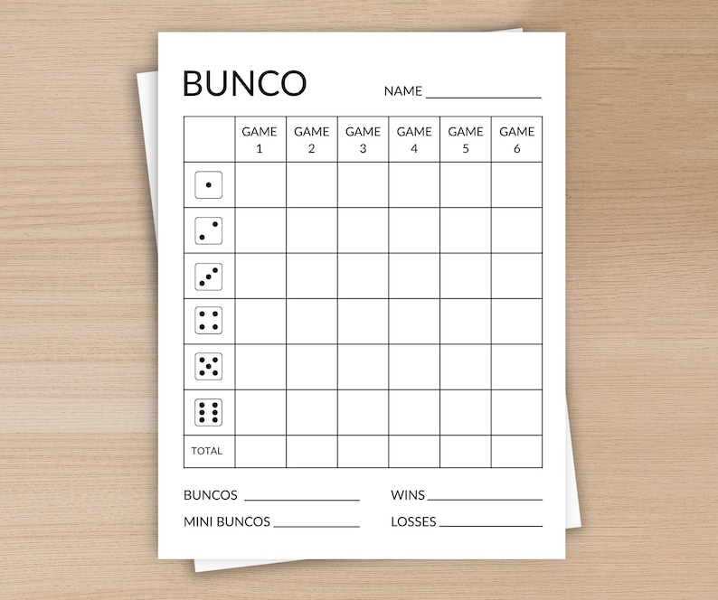 Bunco Score Card Printable, Bunco Party Game Score Sheets, Bunco Night ...