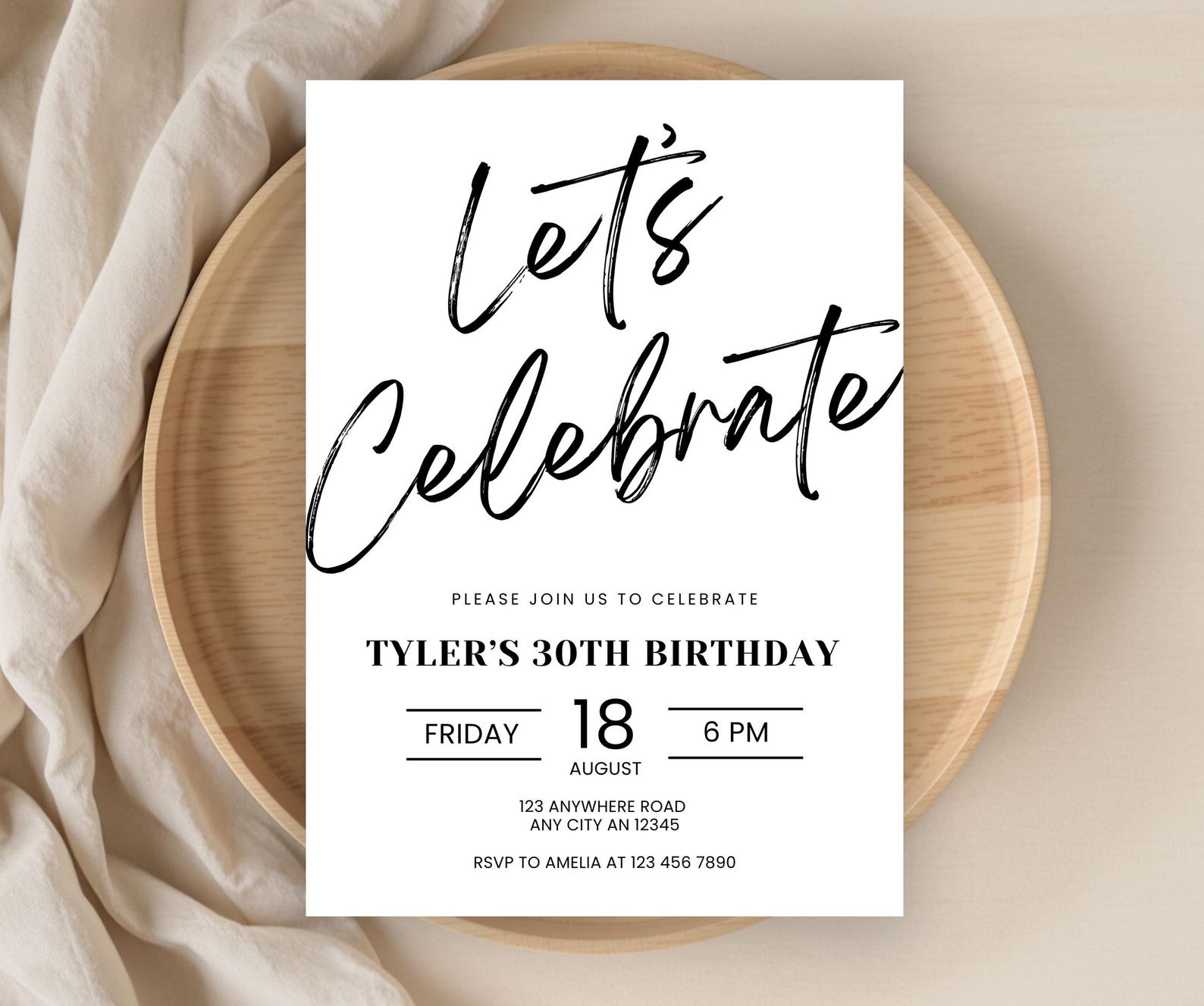 Let's Celebrate Birthday Invitation, Minimal Modern Birthday Invite ...