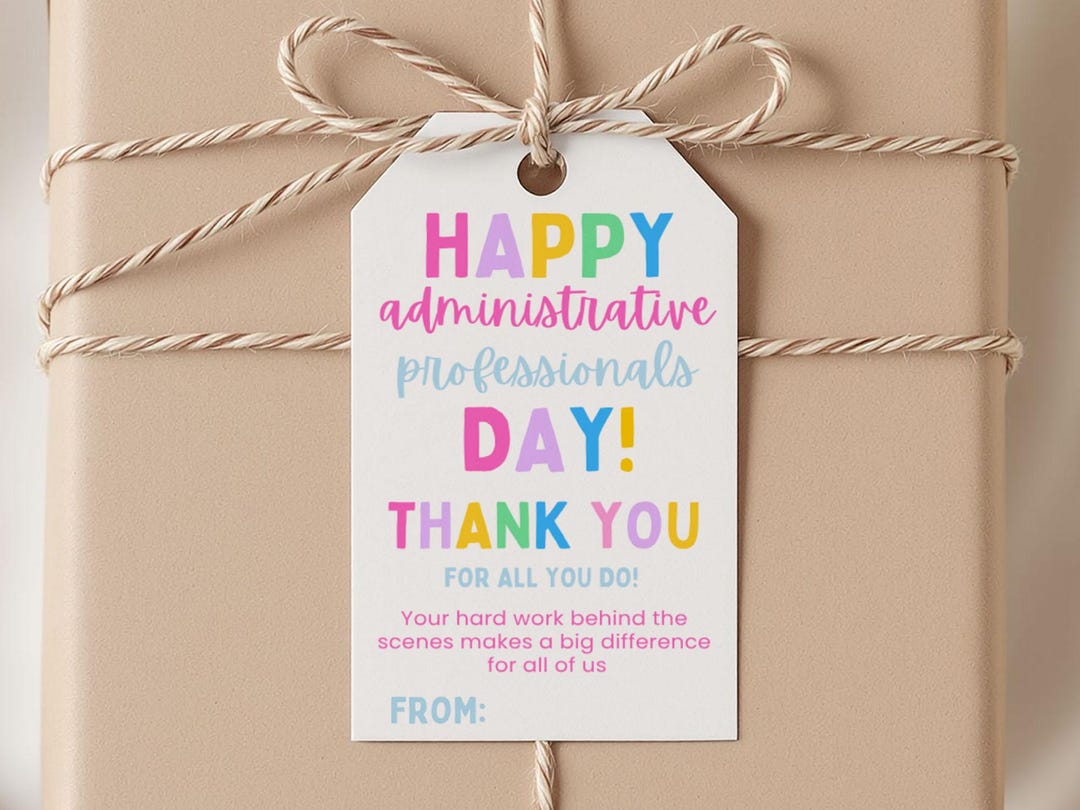 Happy Administrative Professionals Day Gift Tag, Editable Admin ...