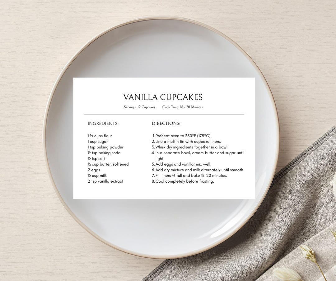 Editable Recipe Card Template, Modern Kitchen Recipe Card, Baking ...