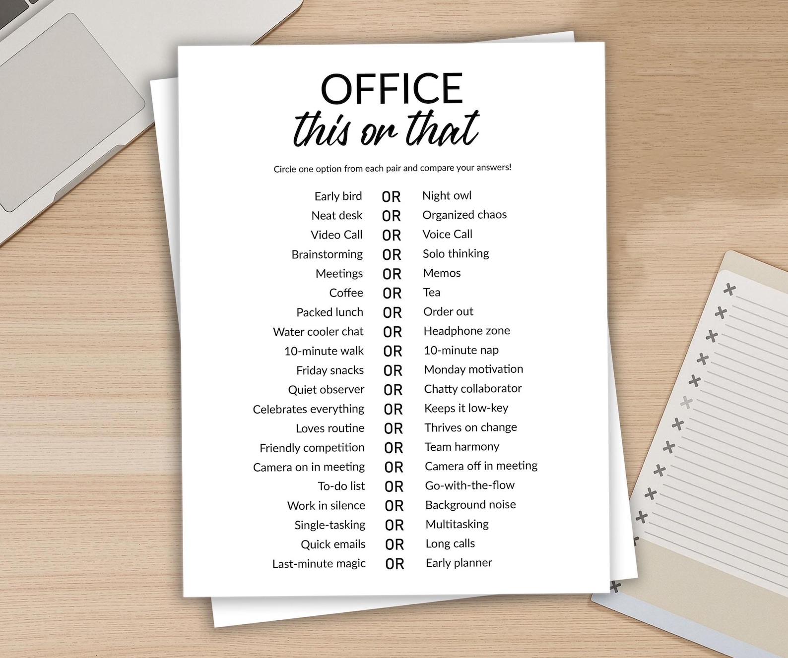 Office This or That Game, Printable Icebreaker for Work, Team Building ...