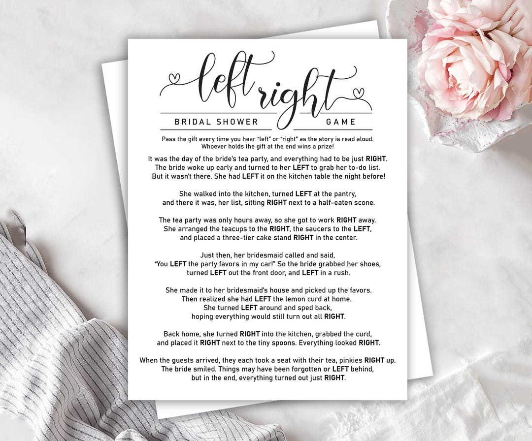 Bridal Shower Left Right Game Printable, Fun Wedding Game, Bachelorette ...