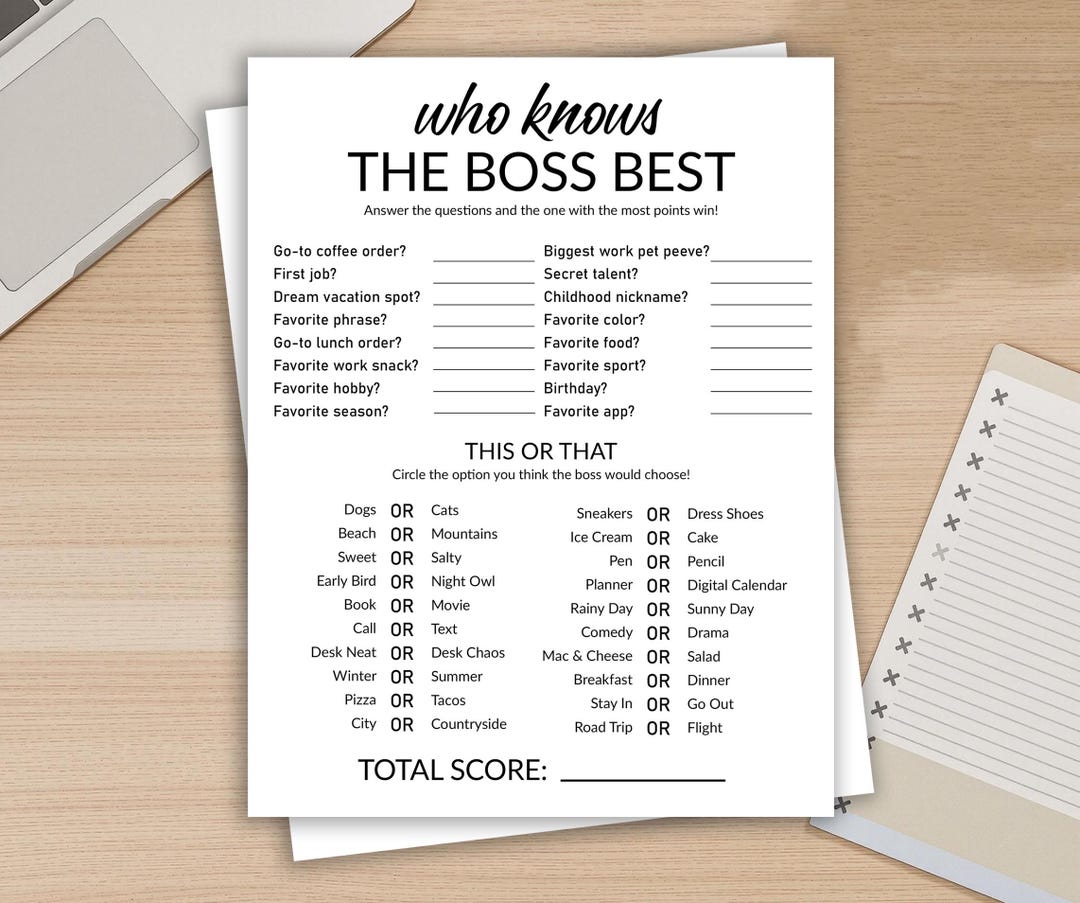 Who Knows the Boss Best Game, Printable Icebreaker for Work, Team ...