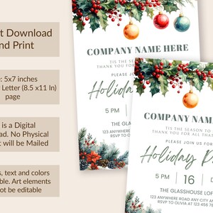 Work Holiday Party Invitation, Company Christmas Party, Editable Client ...