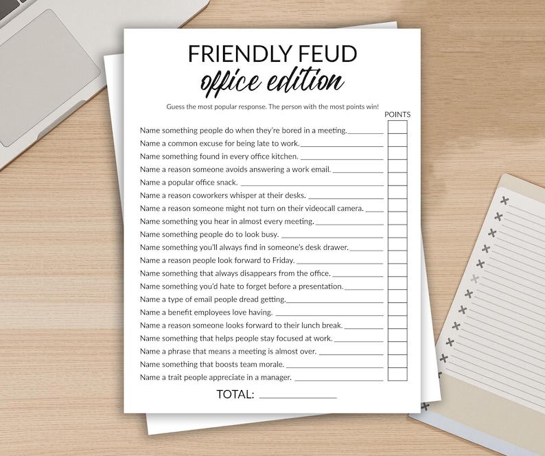 Office Friendly Feud Game, Printable Icebreaker for Work, Team Building ...