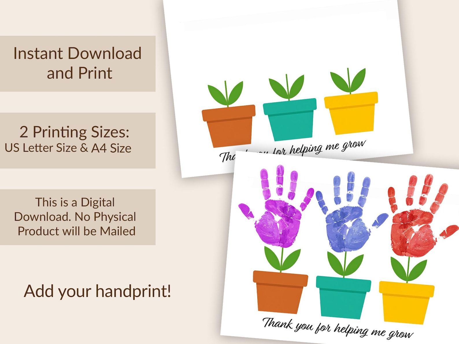 Flower Pot Handprint Printable, Flower Craft Keepsake for Kids, Art ...