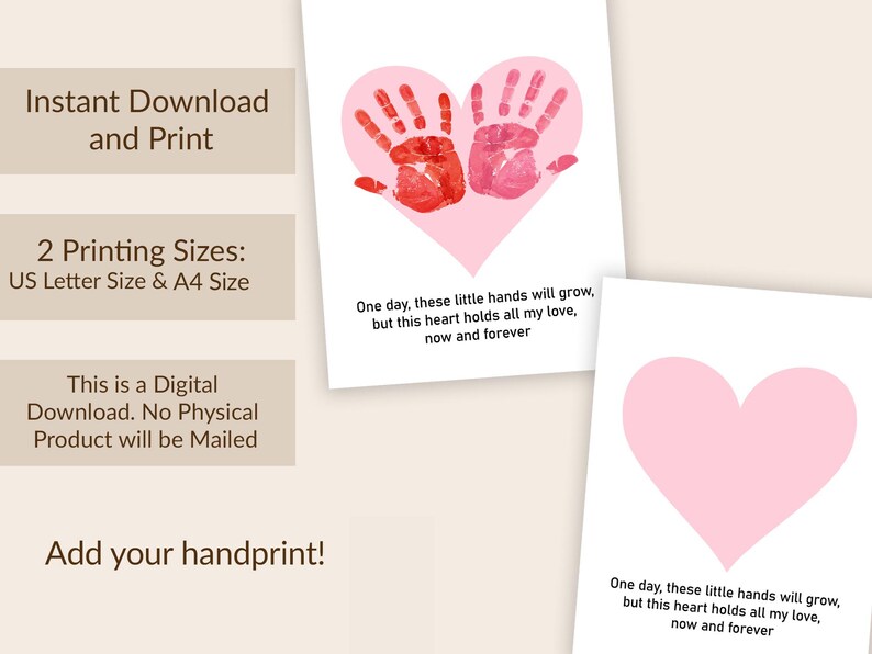 Love Heart Handprint Printable, Craft Keepsake for Kids, Art Activity ...
