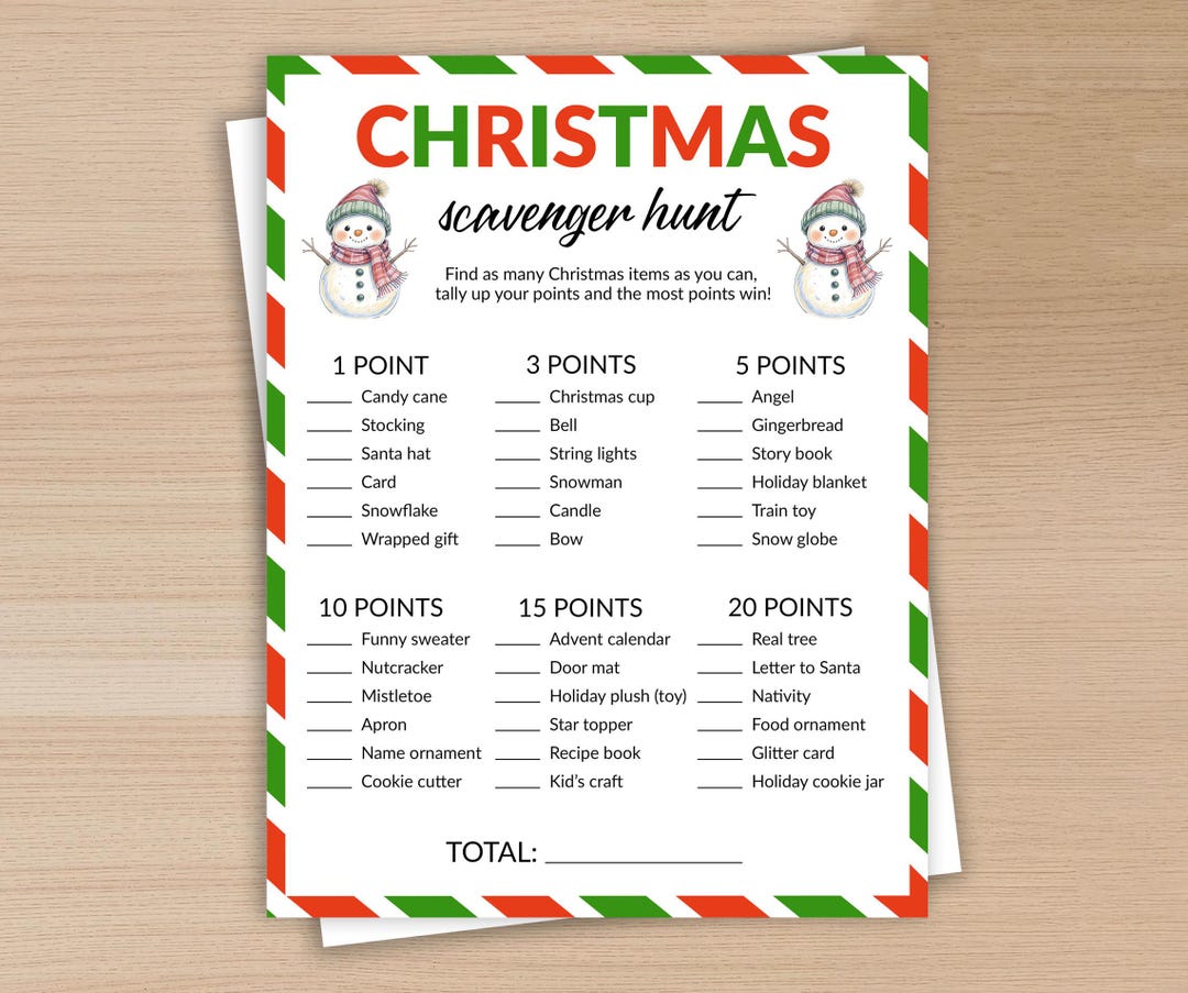Christmas Scavenger Hunt Game Printable, Christmas Game, Christmas ...
