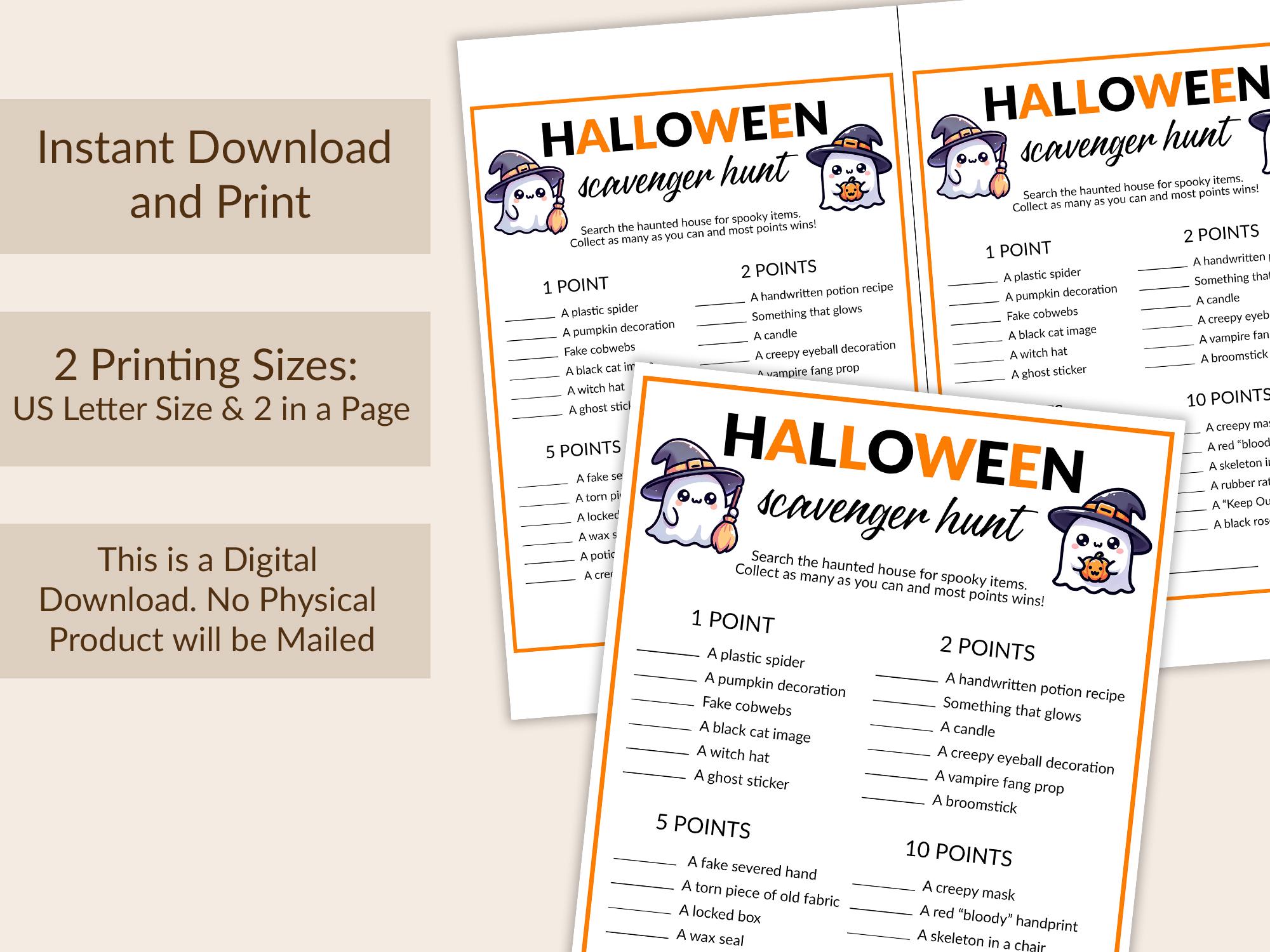 Halloween Haunted House Scavenger Hunt Game Printable, Ice Breaker Game ...