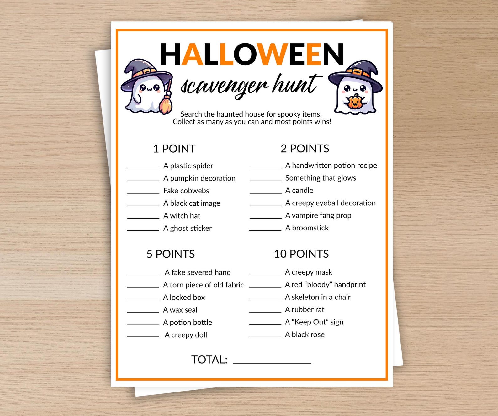 Halloween Haunted House Scavenger Hunt Game Printable, Ice Breaker Game ...
