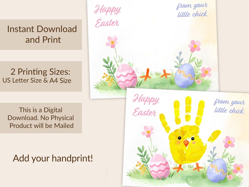 Easter Handprint Craft Printable, Your Little Chick, Easter Craft ...