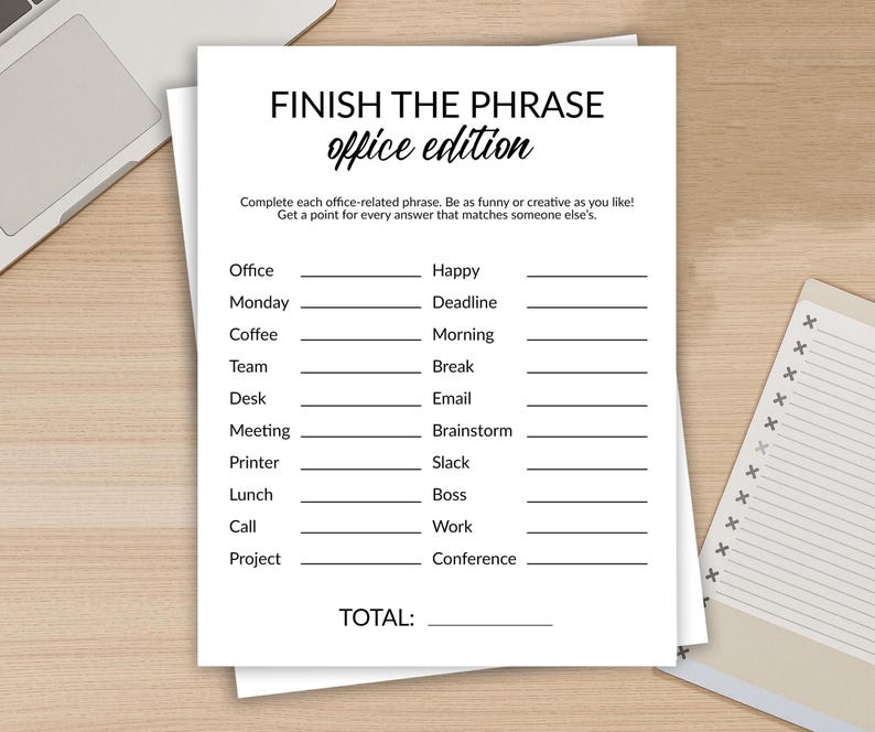 Office Finish the Phrase Game, Printable Icebreaker for Work, Team ...