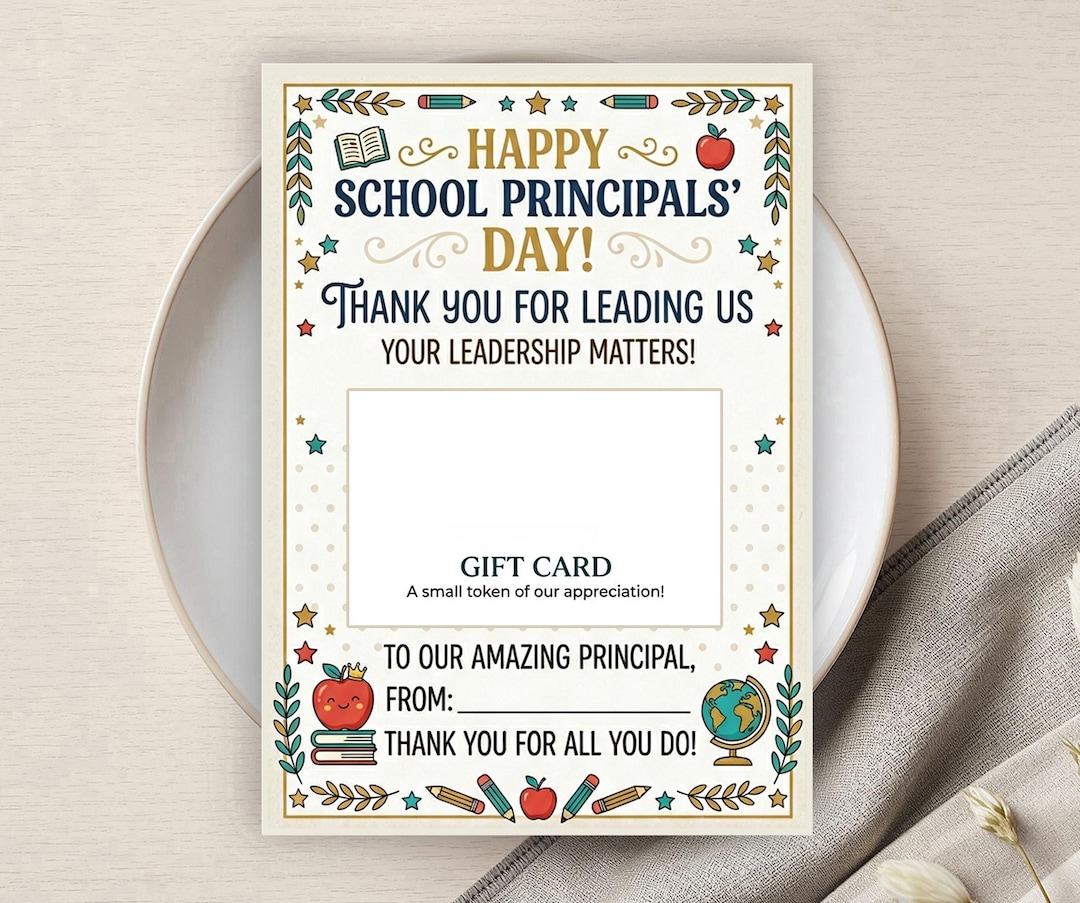 Happy School Principals' Day Gift Card Holder, Thank You Gift Card ...