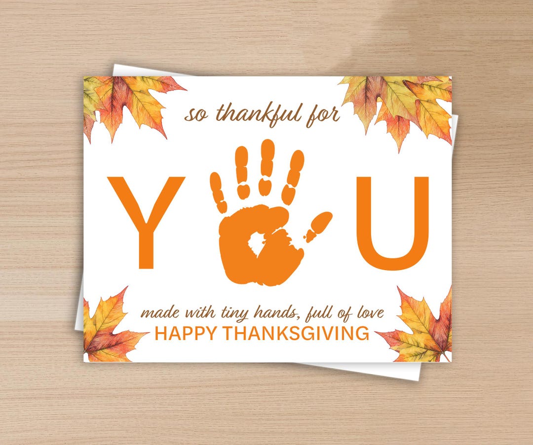Thanksgiving Handprint Printable, so Thankful for You, Fall Keepsake ...
