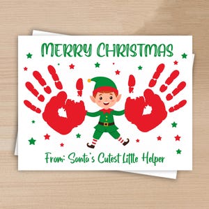 Elf Handprint Printable, Merry Christmas, Christmas Craft Keepsake for ...