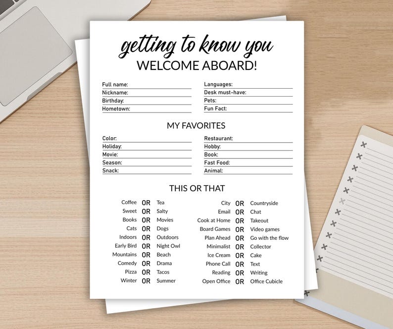 Getting to Know You Printable, New Employee Icebreaker, Team Building ...
