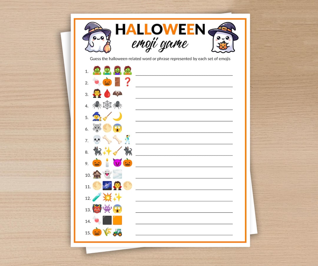 Halloween Emoji Game Printable, Halloween Game, Spooky Clues, Party ...