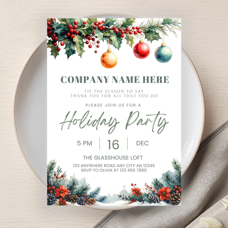 Office Holiday Luncheon Invitation - Etsy