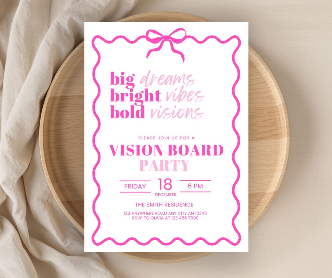Vision Board Party Invite, Printable Party, Editable Vision Board Night ...