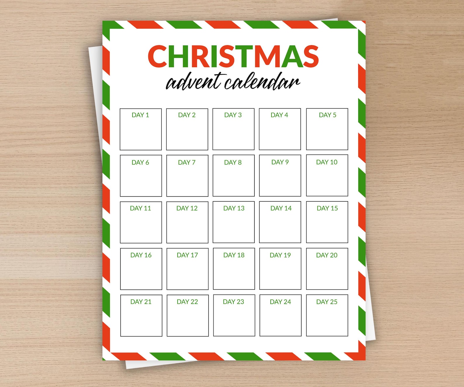 Christmas Advent Calendar Printable, Blank Advent Calendar, Family ...