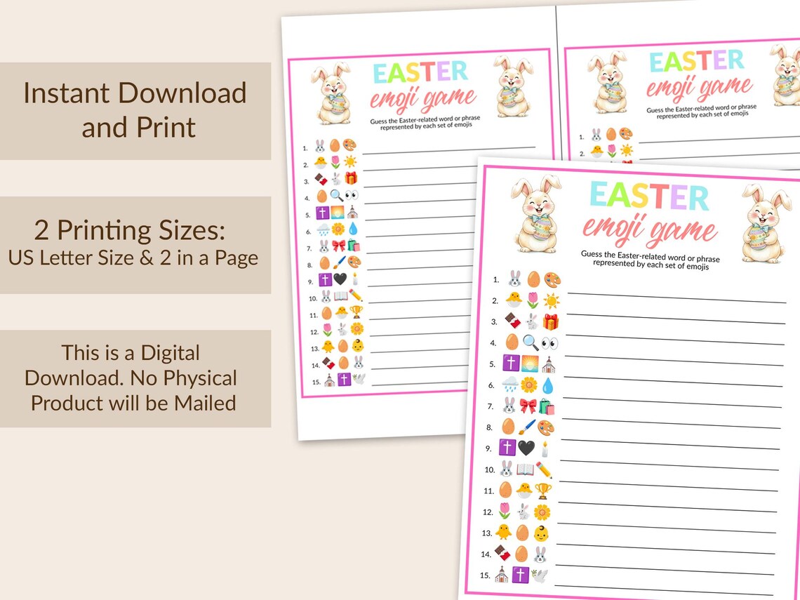 Easter Emoji Game Printable, Easter Day Game, Easter Party Activity ...