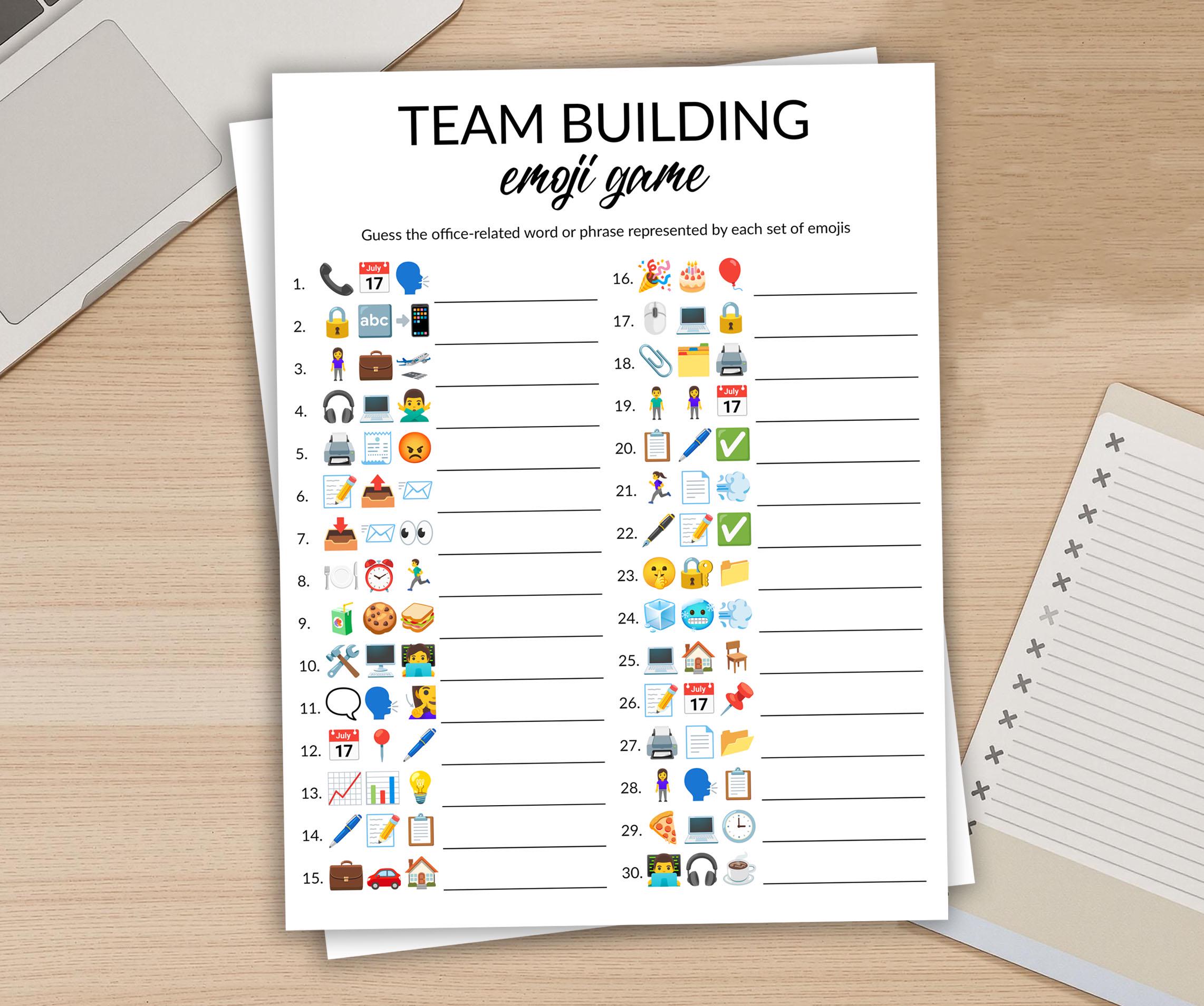 Office Emoji Game Printable, Fun Office Team Building Activity ...