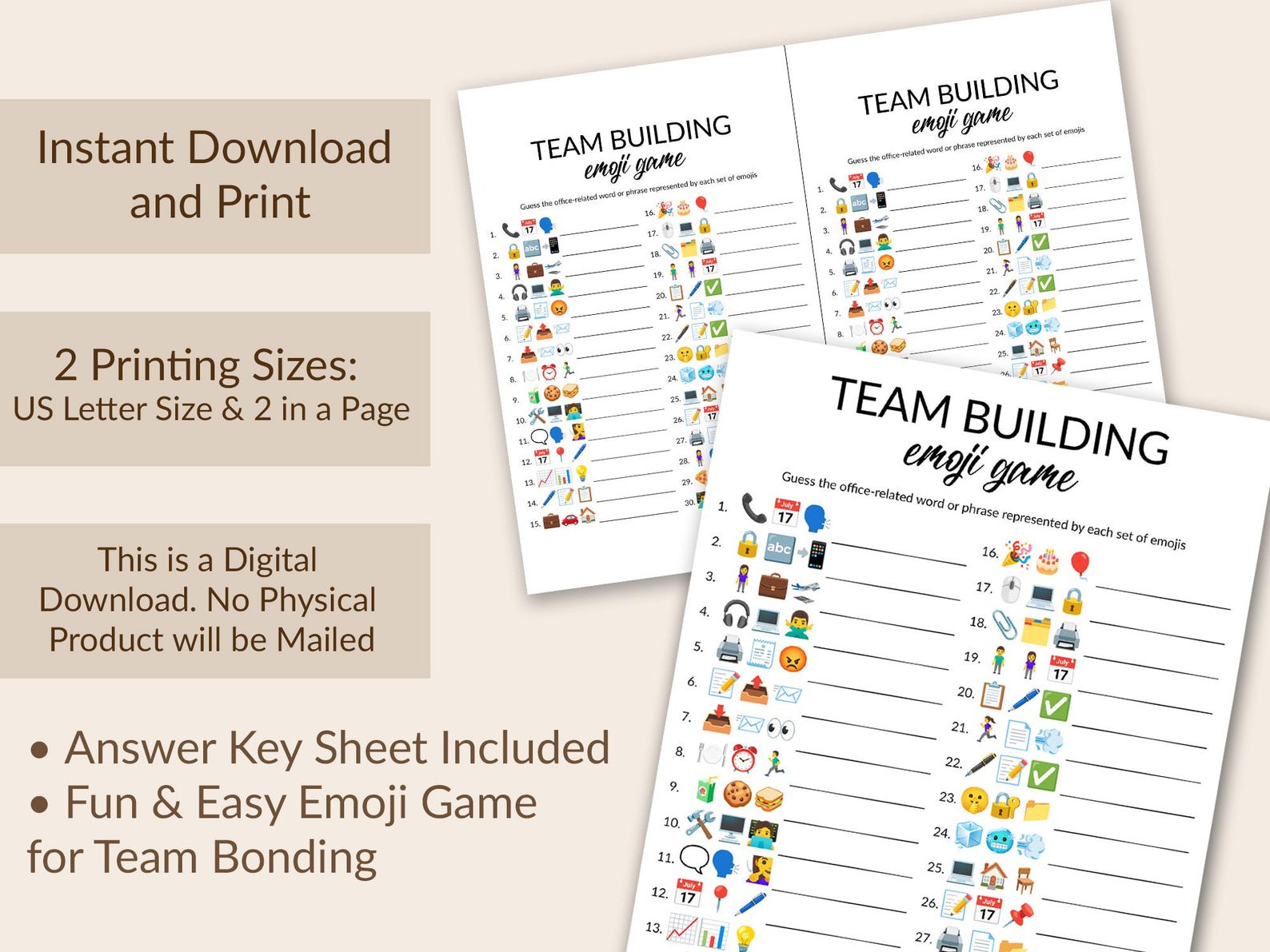 Office Emoji Game Printable, Fun Office Team Building Activity ...