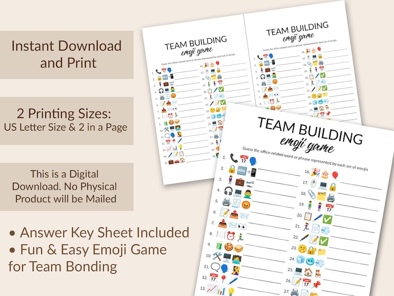 Office Emoji Game Printable, Fun Office Team Building Activity ...