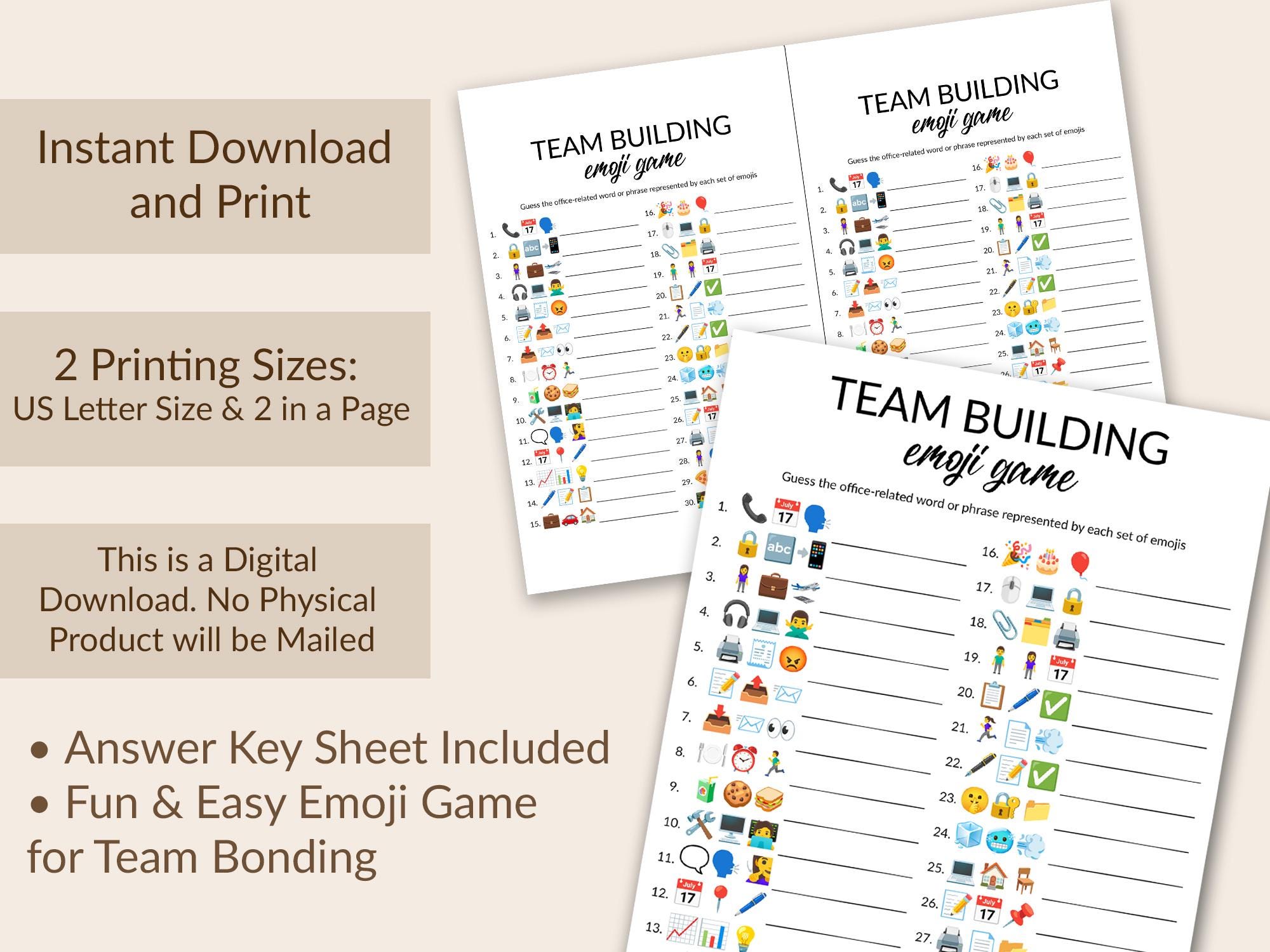 Office Emoji Game Printable, Fun Office Team Building Activity ...
