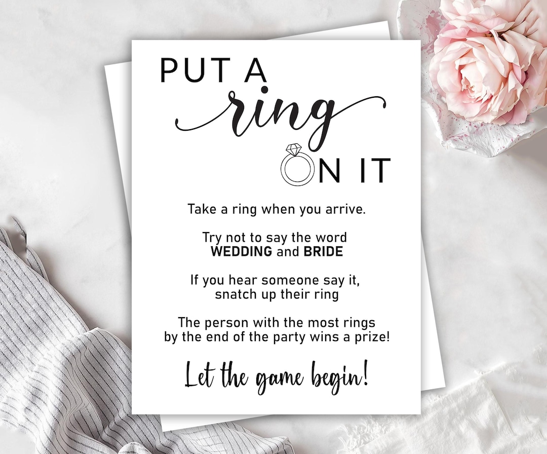 Put a Ring on It Bridal Shower Game Printable, Wedding Game ...