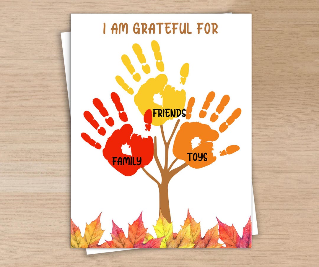 Thanksgiving Tree Handprint Printable, Grateful Handprint, Fall ...