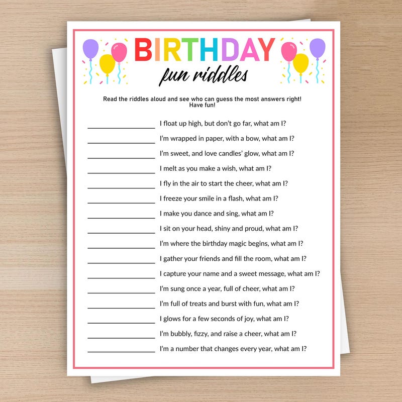 Birthday Man Riddles - Etsy