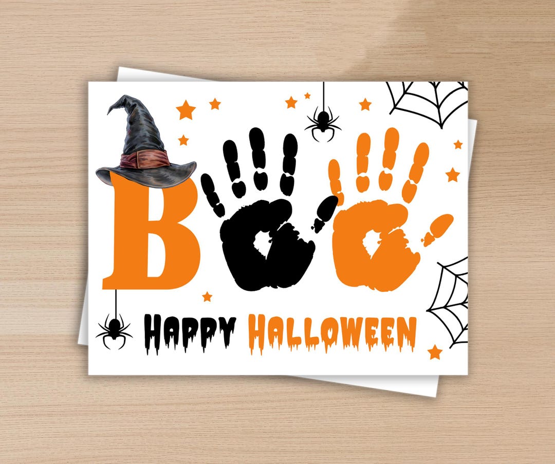 Boo Handprint Printable, Happy Halloween, Ghost Craft Keepsake for Kids ...