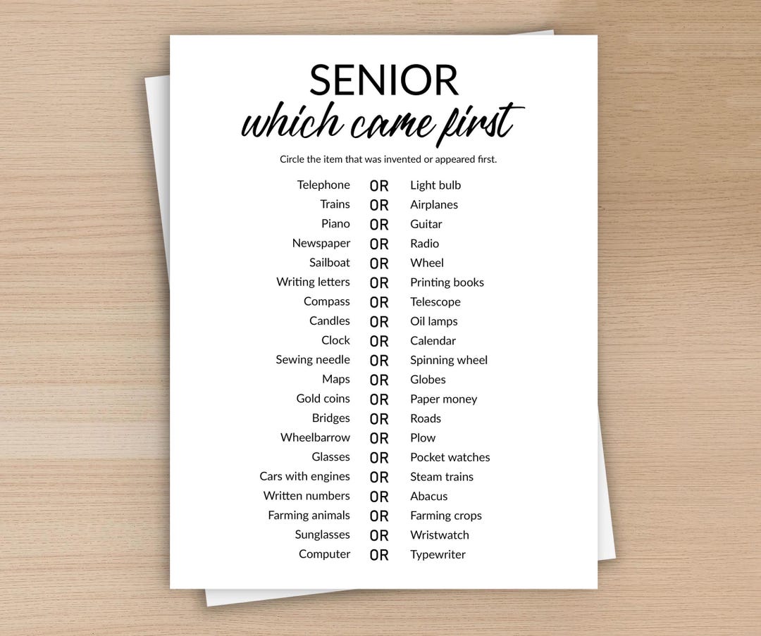 Senior Which Came First Game, Games for Seniors, Elderly Care, Senior ...