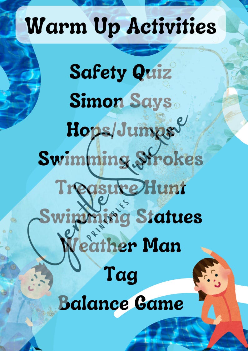 Swim Lesson Ideas - Poster - Etsy
