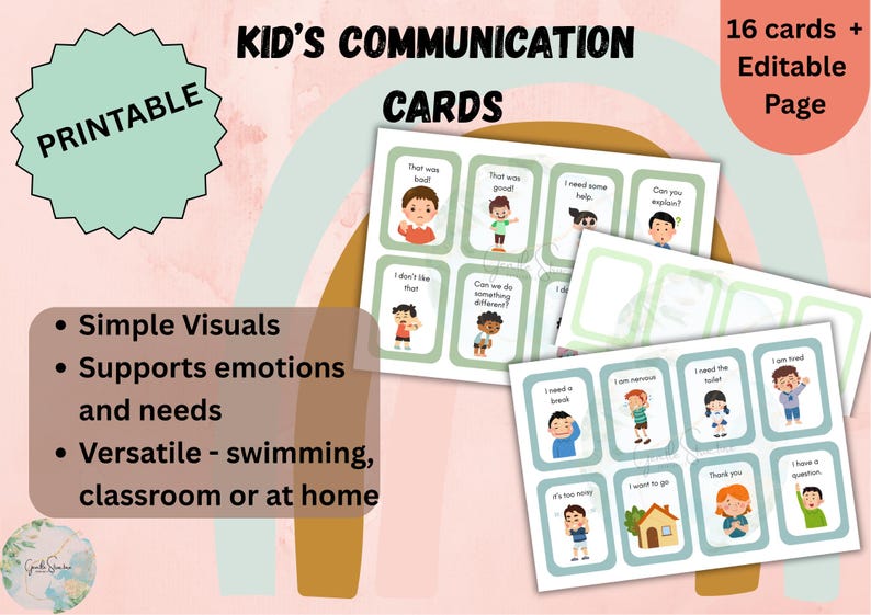 Kids' Visual Communication Cards – Printable Emotion & Needs Cue Cards ...