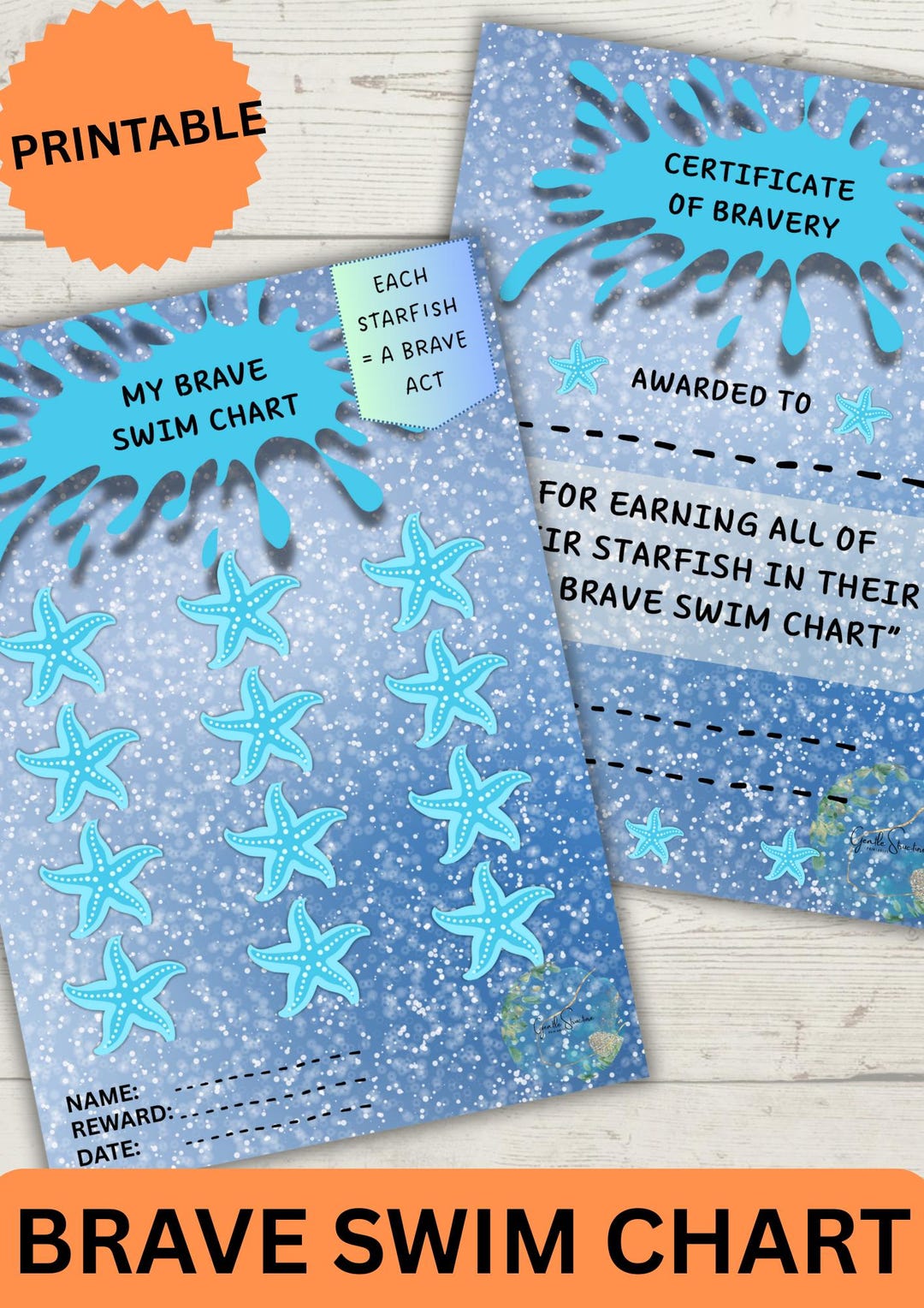 My Brave Swim Chart + Certificate of Bravery (printable Reward Set) - Etsy