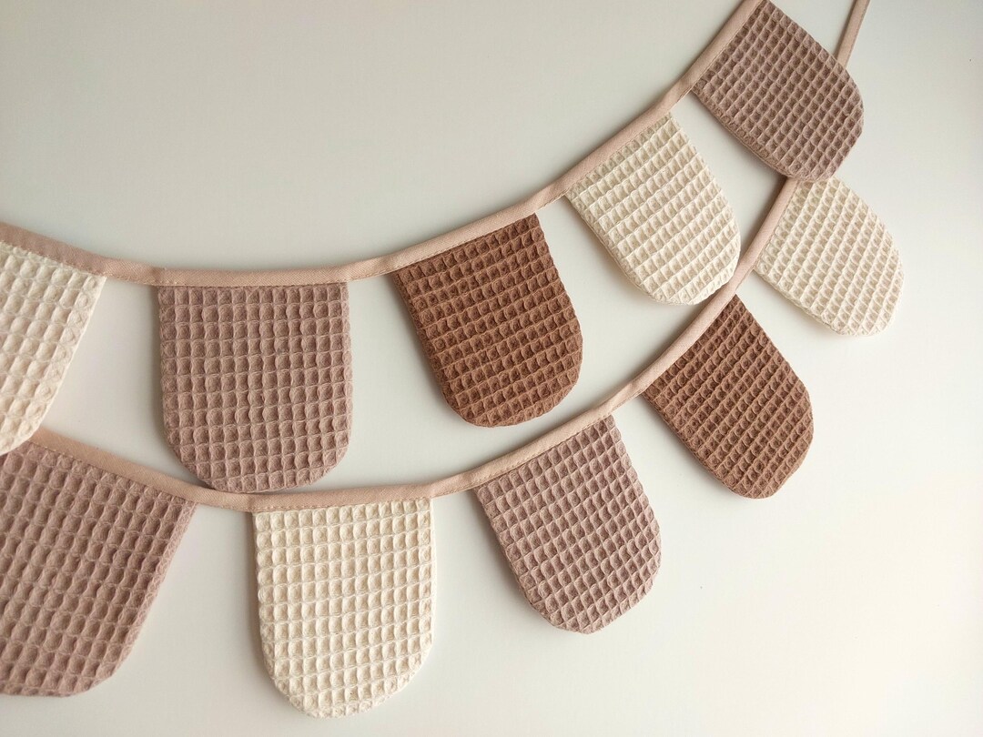 Pastel Waffle Texture Bunting Banner, Nursery & Party Decor, Beige ...