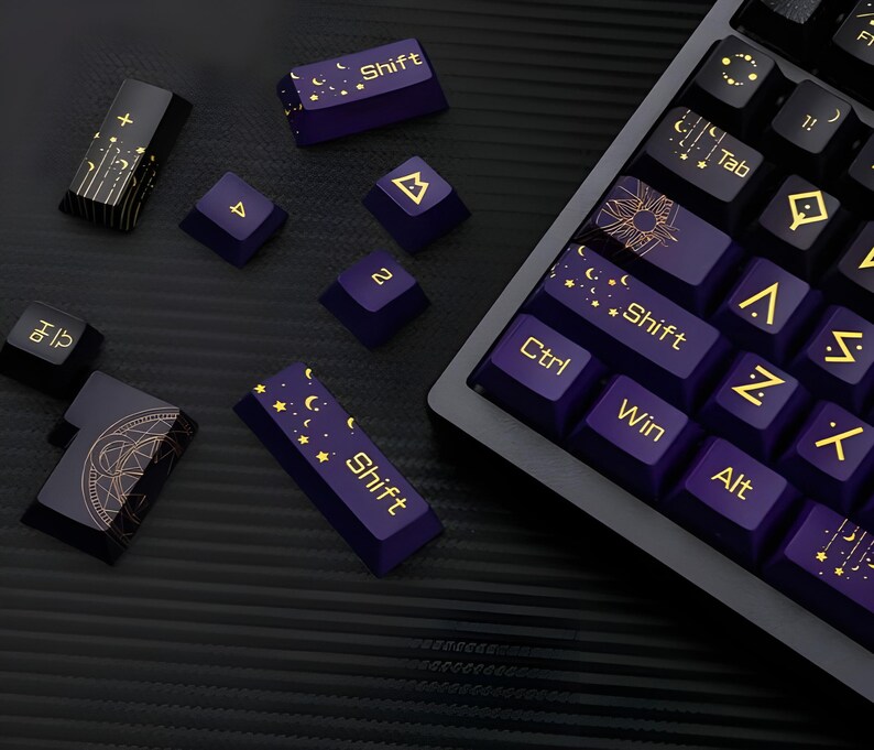 Magic Star Sign Keycaps, Purple Night Sky Inspired | 130 Keys | OEM ...