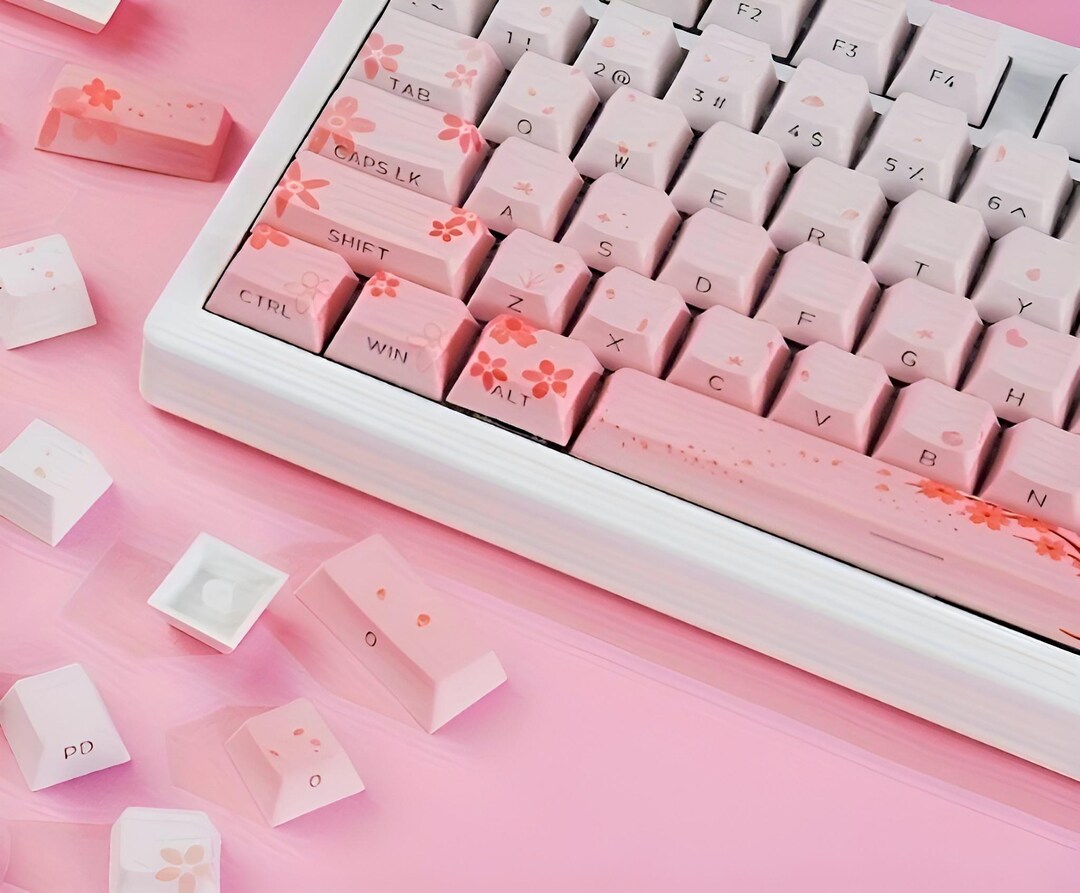 104keys Sakura Cherry Blossom Keycap Set | OEM, Side-printed, Shine ...