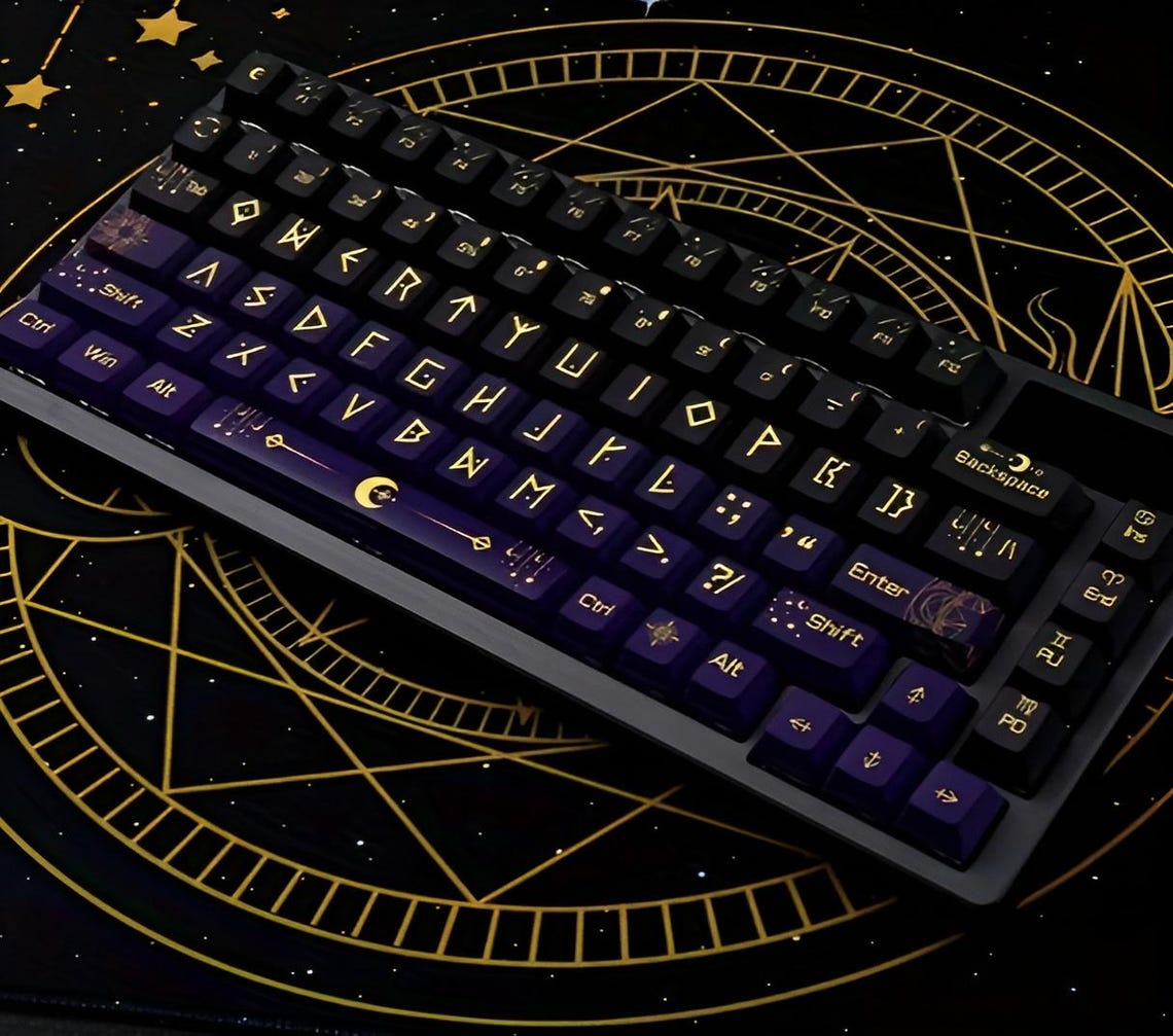 Magic Star Sign Keycaps, Purple Night Sky Inspired | 130 Keys | OEM ...