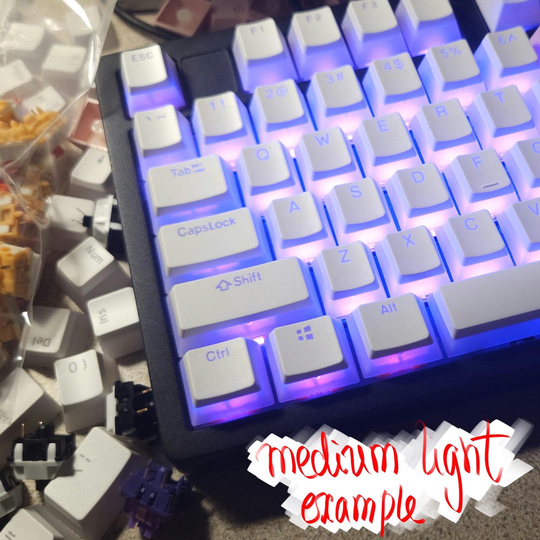 White Jelly Pudding RGB Shine-through Keycap Set Keyboard Accessory ...