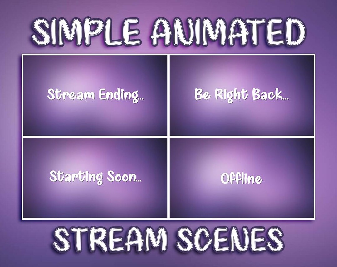 Simple Purple Animated Stream Screen (starting Soon, Be Right Back ...